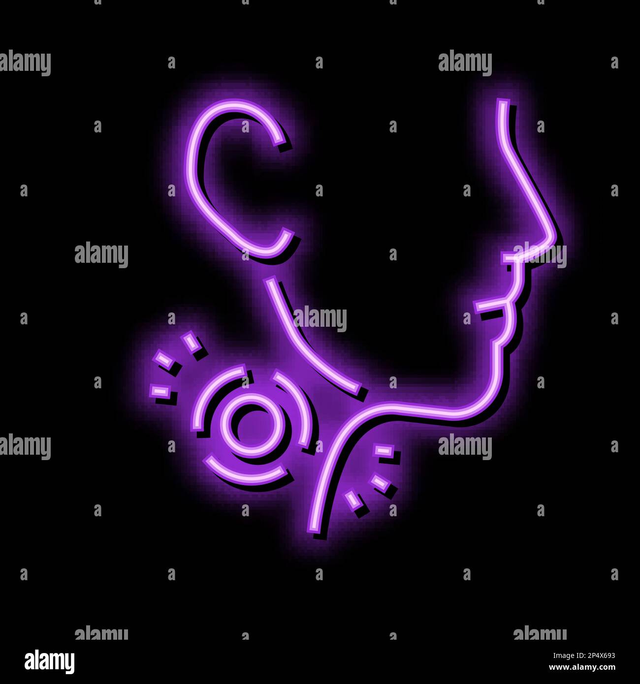 neck pain body ache neon glow icon illustration Stock Vector Image ...