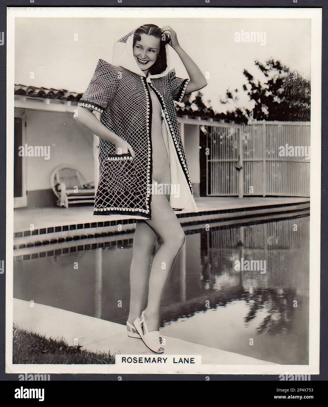 Portrait of actress Rosemary Lane - Vintage Cigarette Card Stock Photo ...