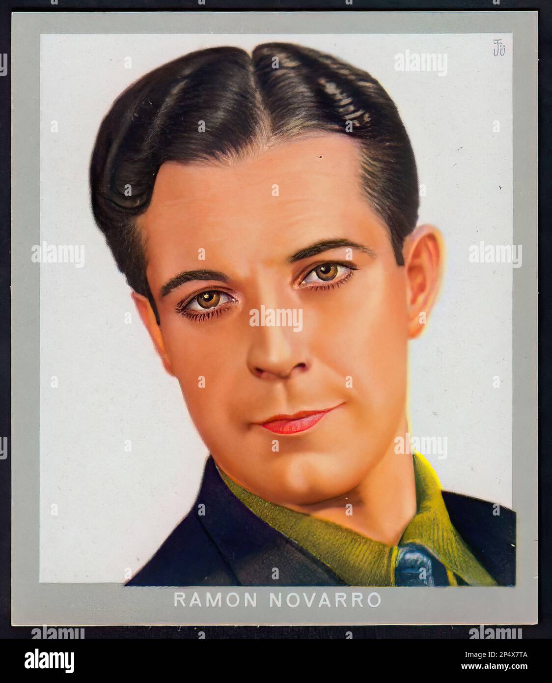 Portrait of actor Ramon Novarro - Vintage German Cigarette Card Stock ...