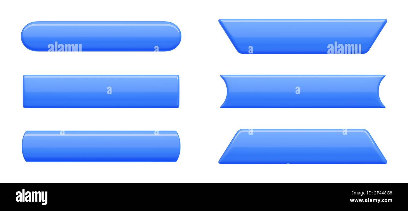 Rectangular long button with rounded and sharp borders 3d render ...