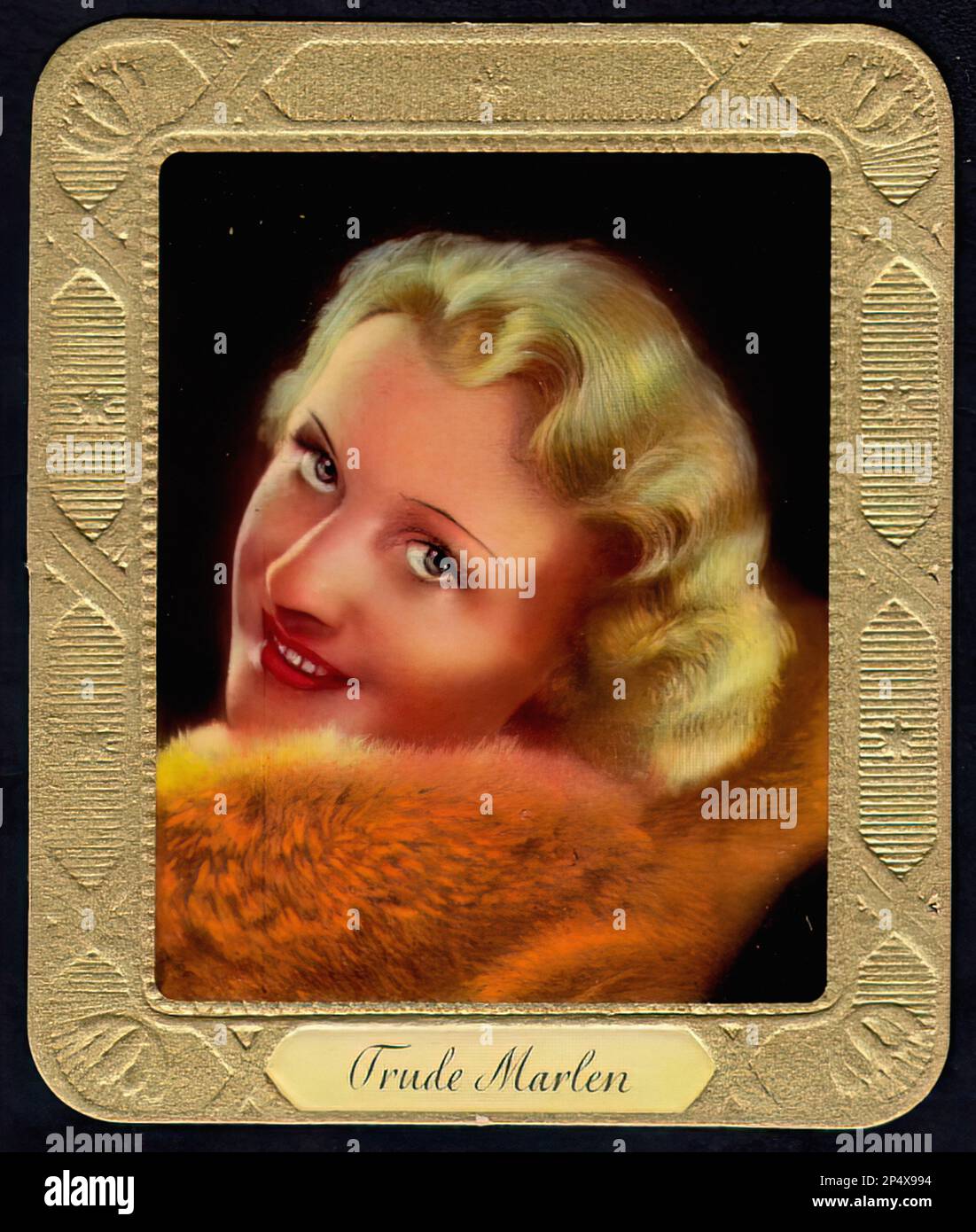 Portrait of Trude Marlen - Vintage German Cigarette Card 01 Stock Photo ...
