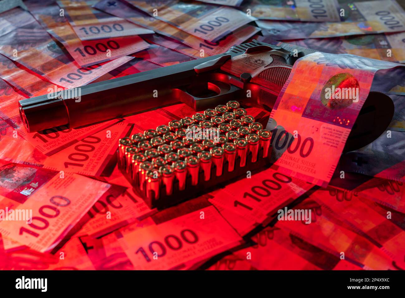 Elegant Semiautomatic 9mm Handgun with Swiss Helvetia Symbol Leaning on ...