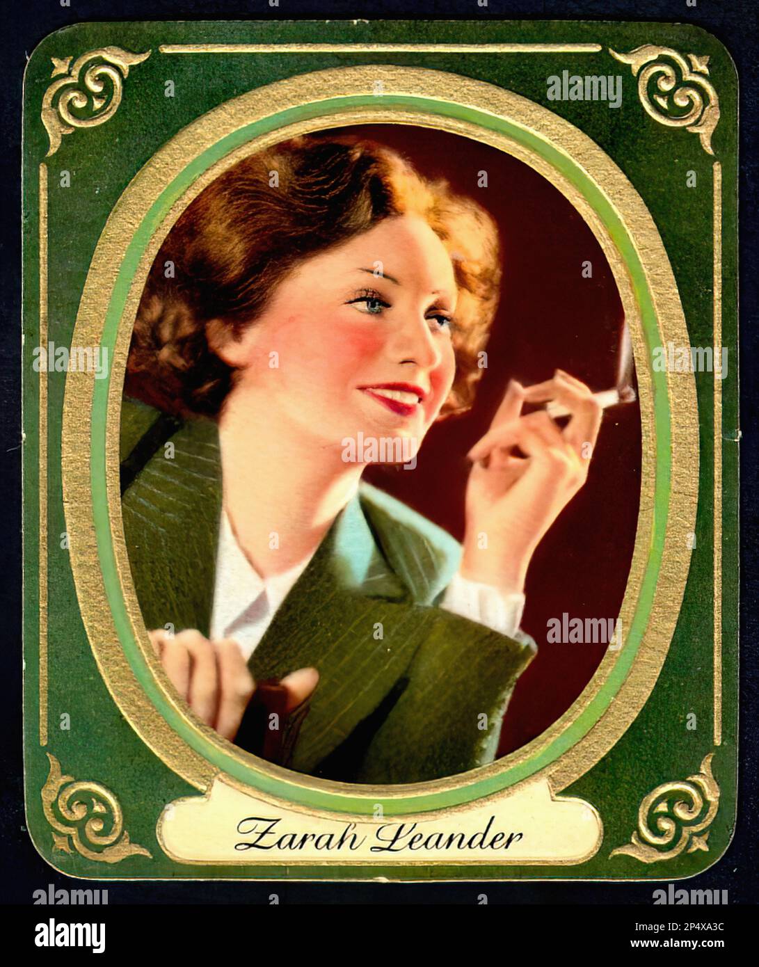 Portrait of Zarah Leander - Vintage German Cigarette Card 02 Stock Photo - Alamy