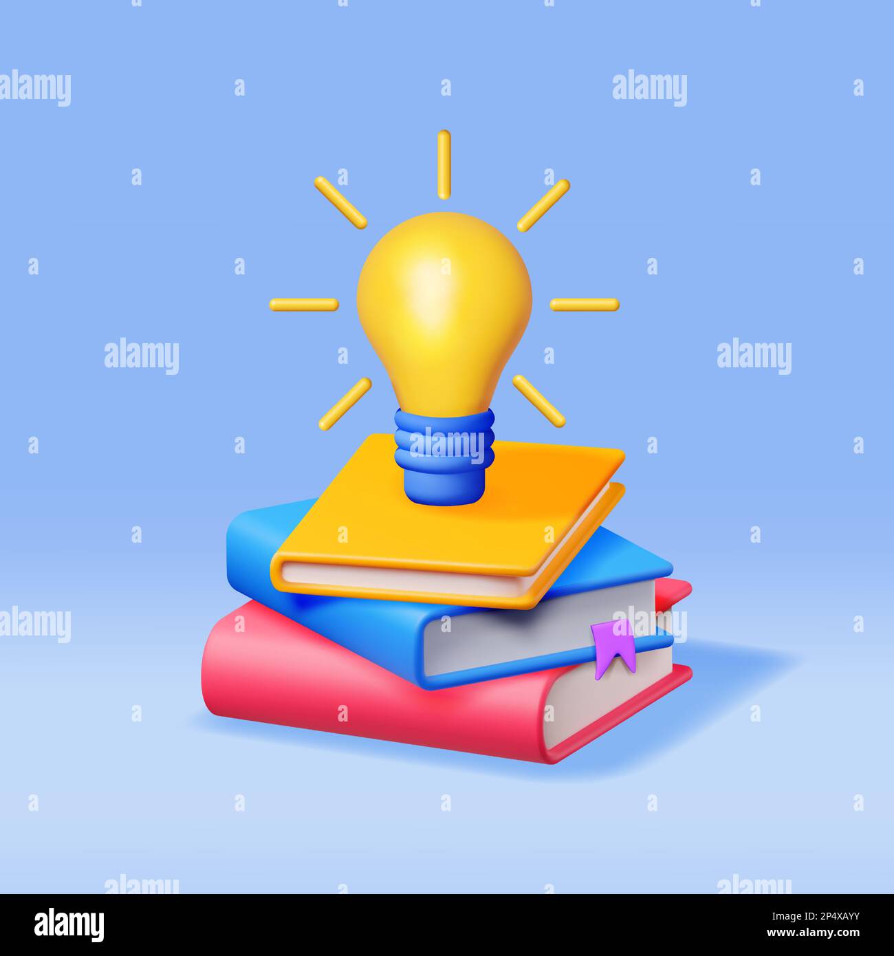 3D Stack of Closed Books with Light Bulb Stock Vector Image & Art - Alamy