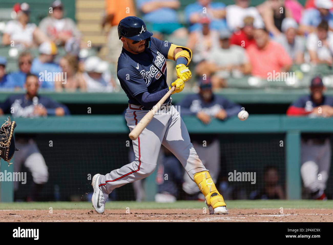 Sarasota FL USA; Atlanta Braves outfielder Forrest Wall (88) hits a single to left field during ...