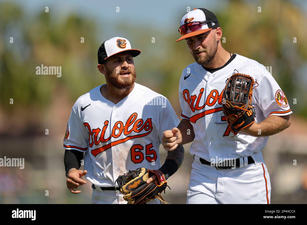 Sarasota FL USA; Baltimore Orioles shortstop Joey Ortiz (65) and ...