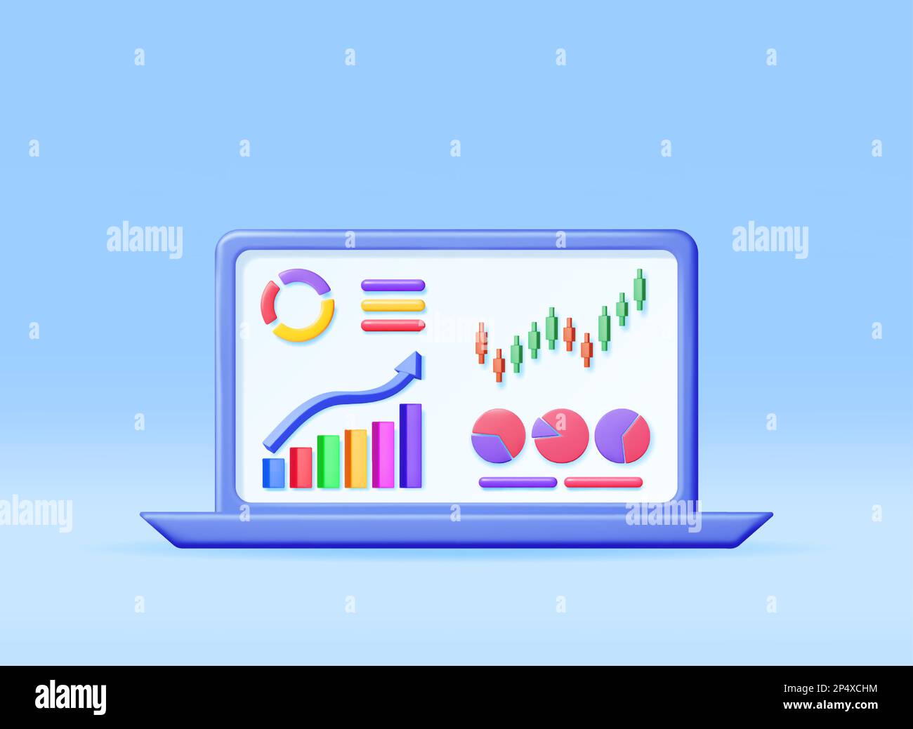 3D Growth Stock Chart and Arrow in Computer Stock Vector Image & Art ...