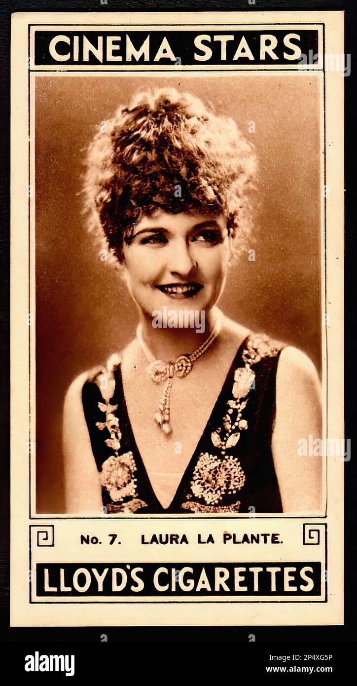 Portrait of Laura La Plante - Vintage Cigarette Card Stock Photo - Alamy