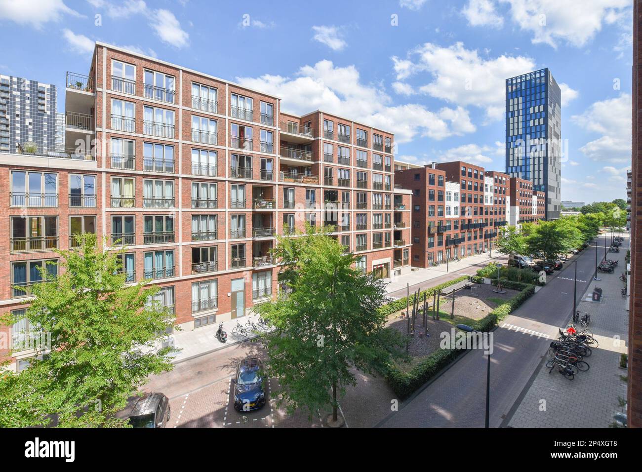 New residential buildings behind historic city wall hi-res stock ...
