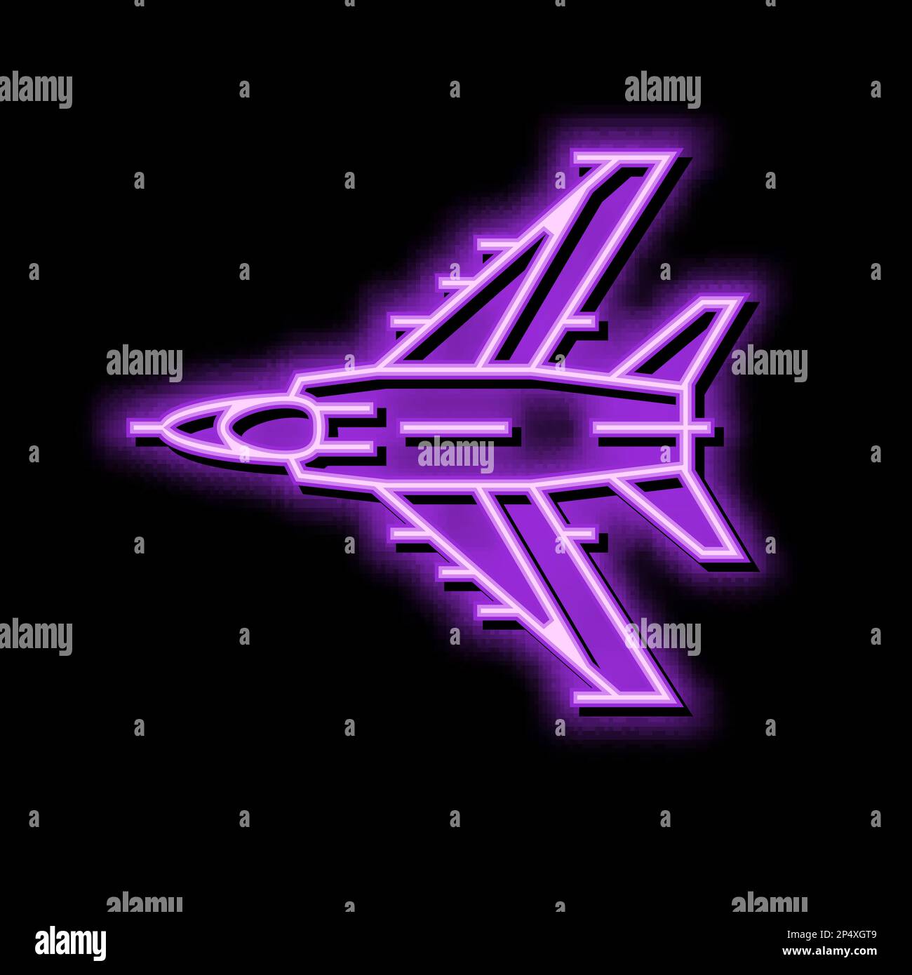 military airplane aircraft neon glow icon illustration Stock Vector ...