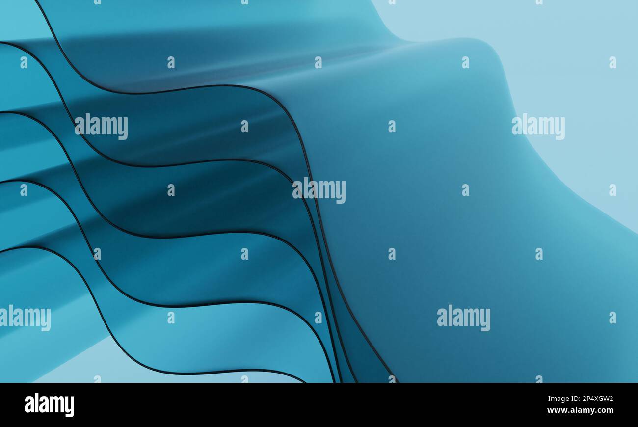 Swirling motion of blue smoke or fog group, abstract line isolated on ...