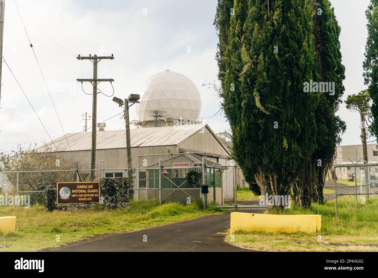 Observatory - the view on the dome, green hill covered with jungle ...