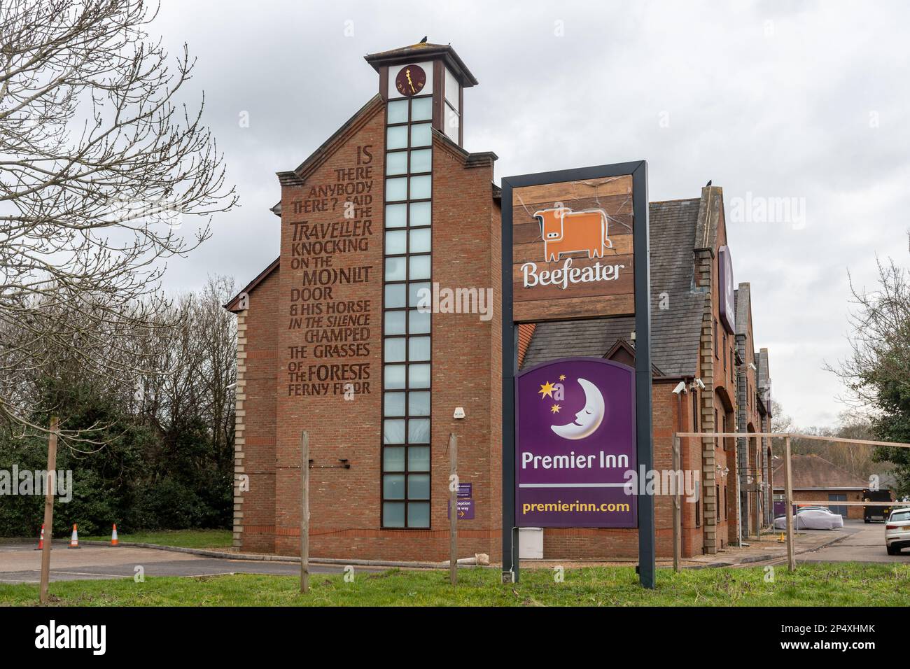 Premier Inn hotel in Guildford, Surrey, England, UK, with Walter de la ...