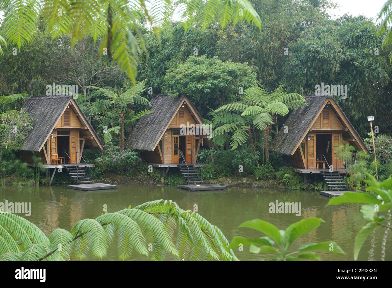 Bandung, Indonesia - February, 2023 : Panorama of a lake surrounded by ...