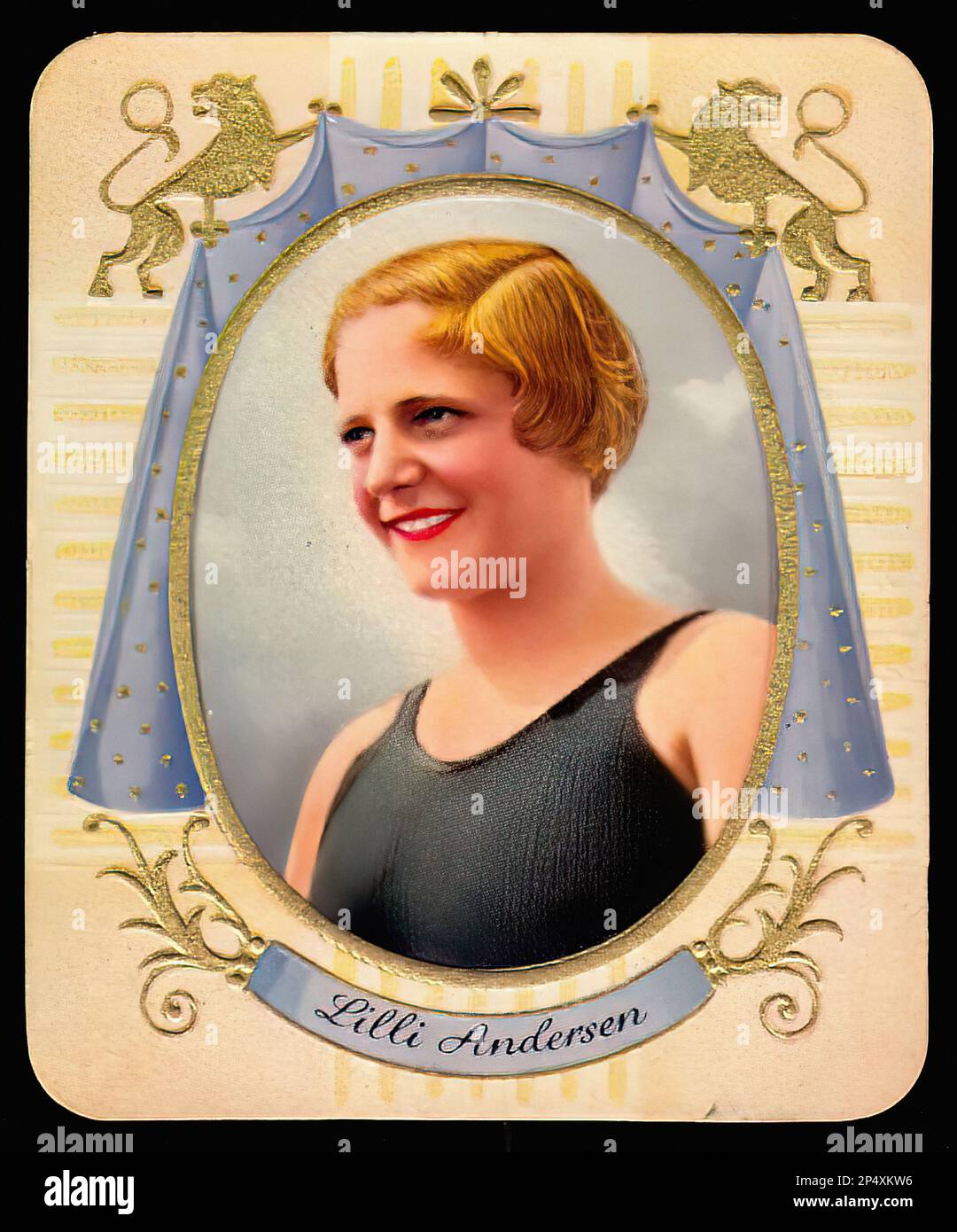 Portrait of Lilli Andersen - Vintage German Cigarette Card Stock Photo ...
