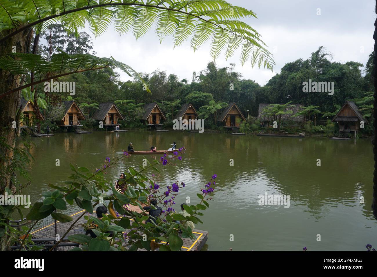 Bandung, Indonesia - February, 2023 : Panorama of a lake surrounded by ...