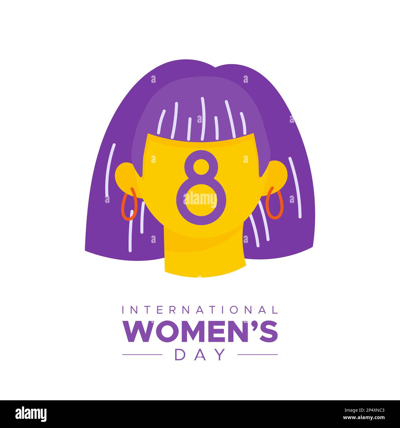 International Women's Day. March 8. Woman character with number eight ...