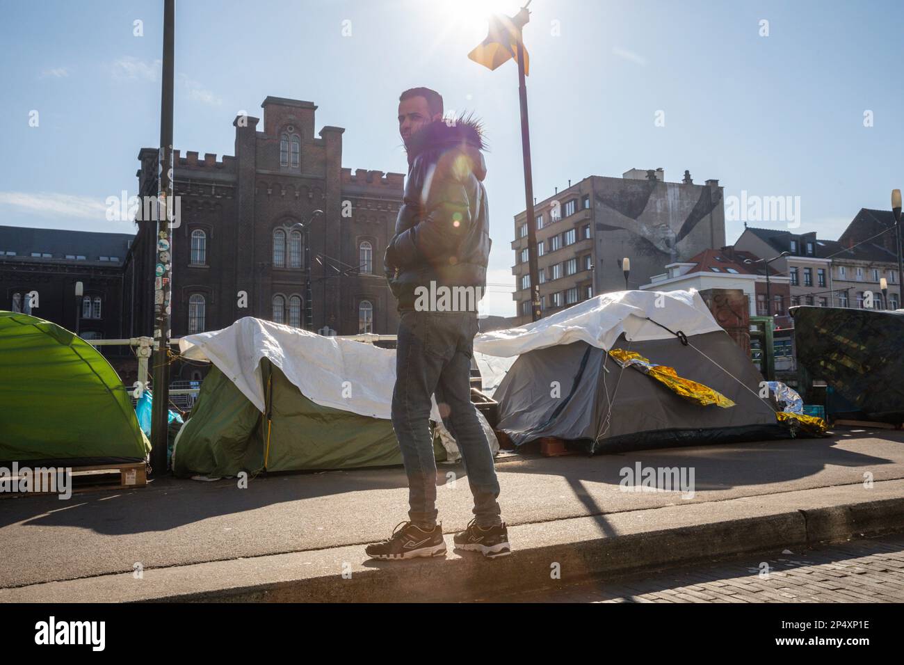 Nicolas Landemard / Le Pictorium - Migrants and tents on the Van Praet ...