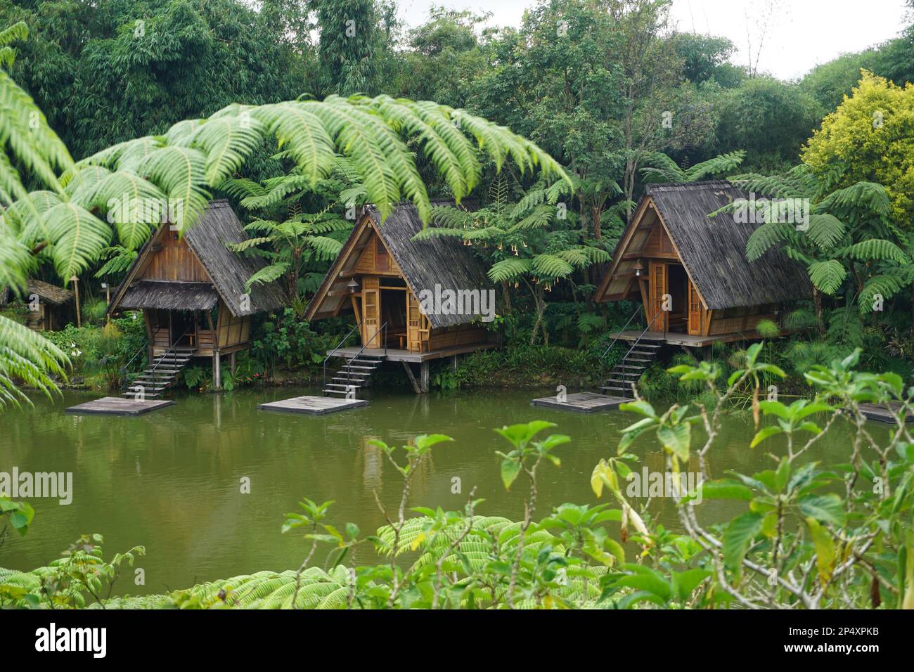 Bandung, Indonesia - February, 2023 : Panorama of a lake surrounded by ...