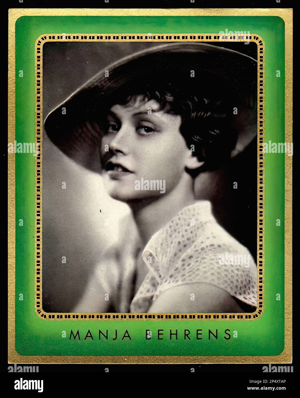 Portrait of Manja Behrens - Vintage German Cigarette Card Stock Photo ...