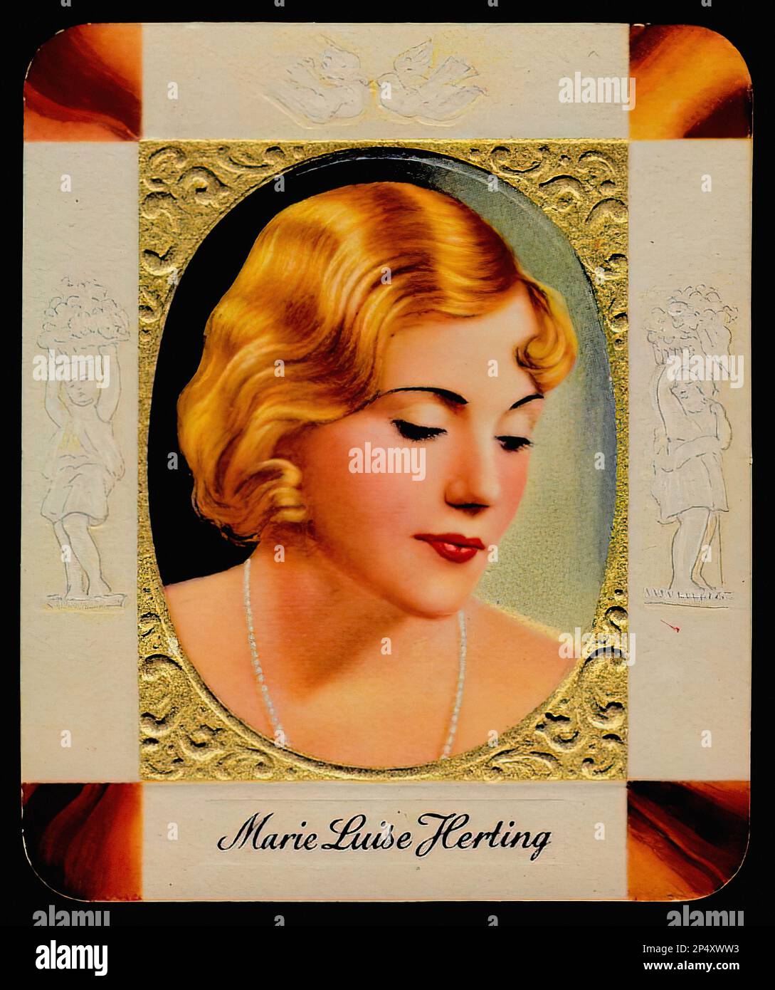 Portrait of Marie Luise Herting - Vintage German Cigarette Card Stock ...
