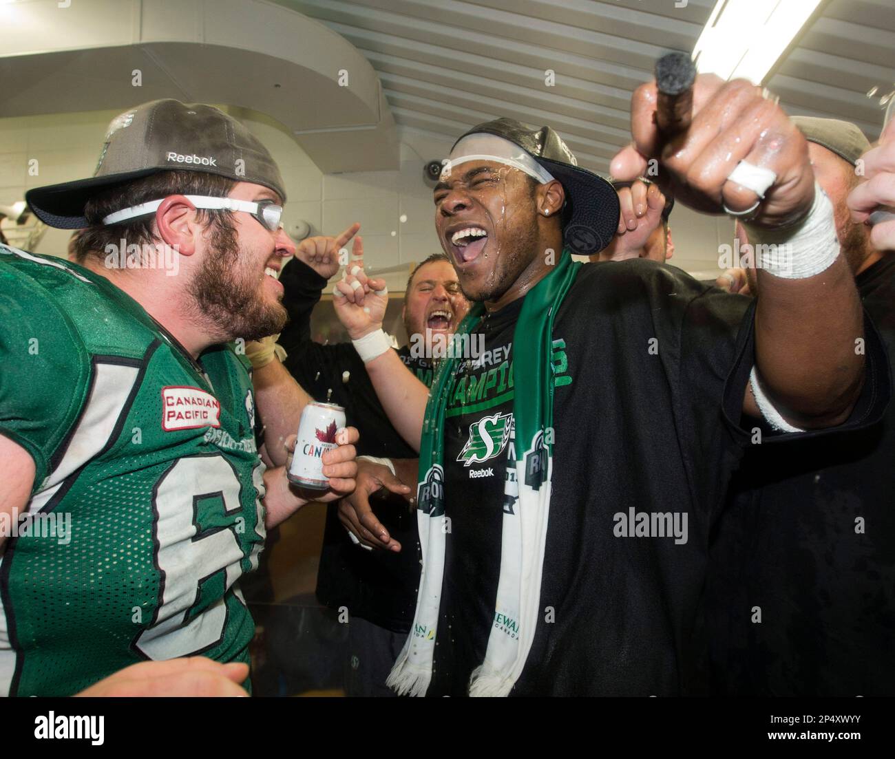 Saskatchewan Roughriders running back Kory Sheets, right, celebrates ...