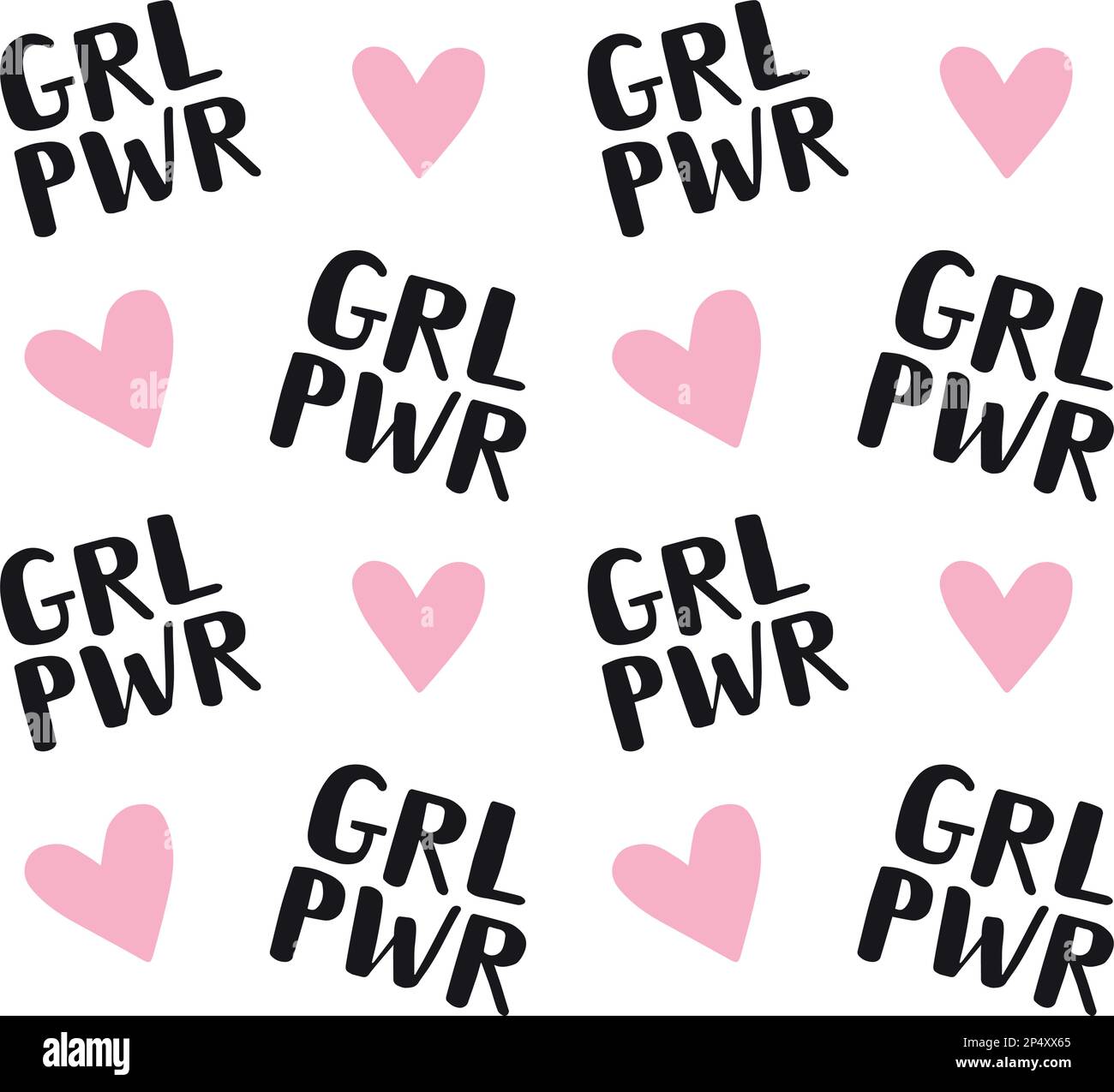 Vector seamless pattern of hand drawn sketch doodle girl power ...