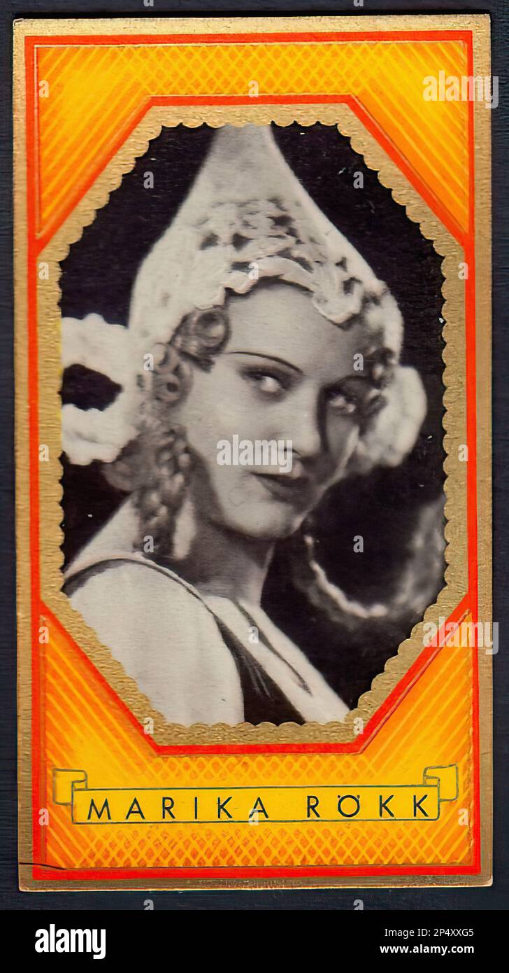 Portrait of Marika Rökk - Vintage German Cigarette Card 04 Stock Photo ...