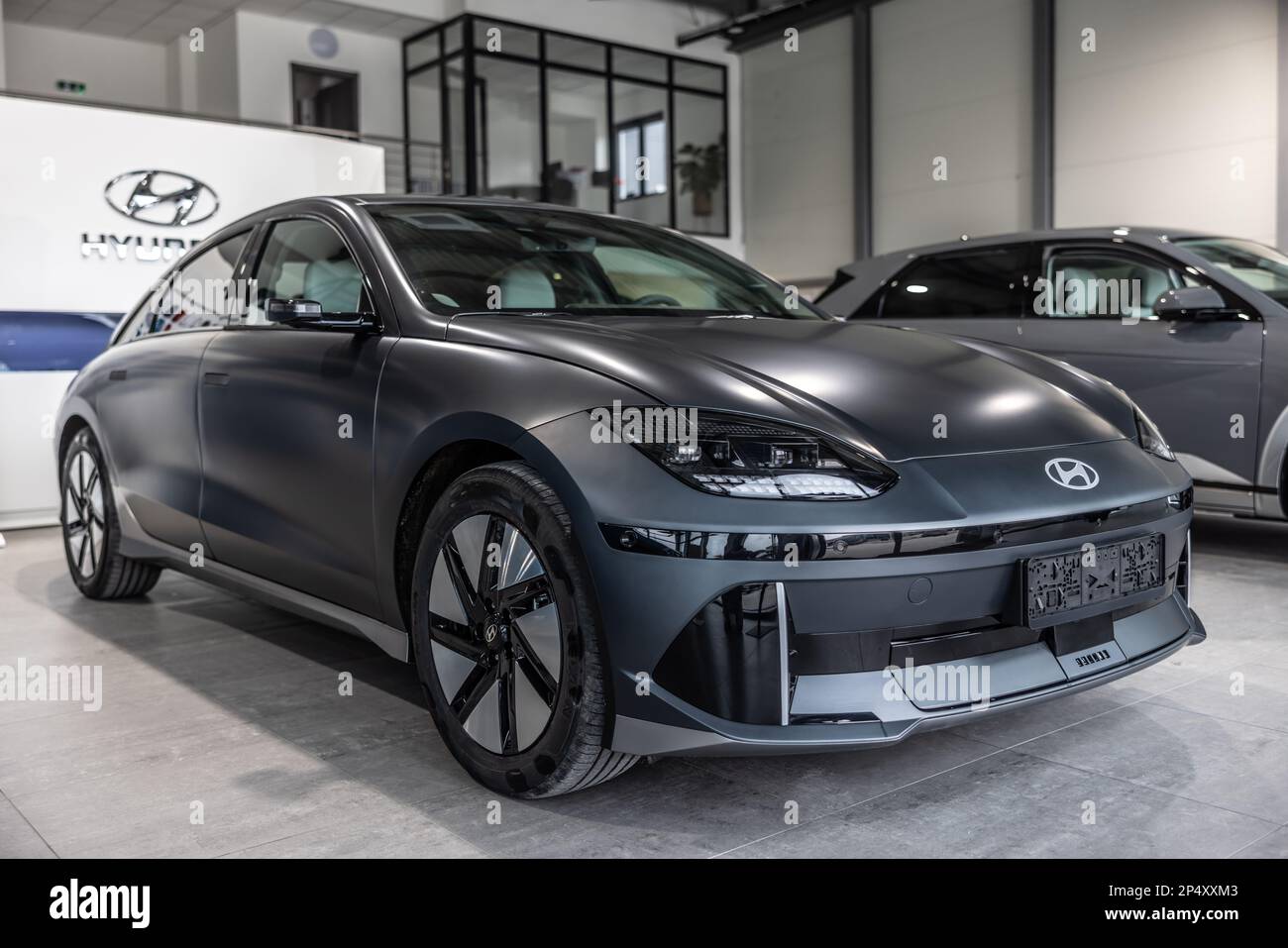 Prague, Czech Republic, March 3. 2023: IONIQ 6 New model electric car ...