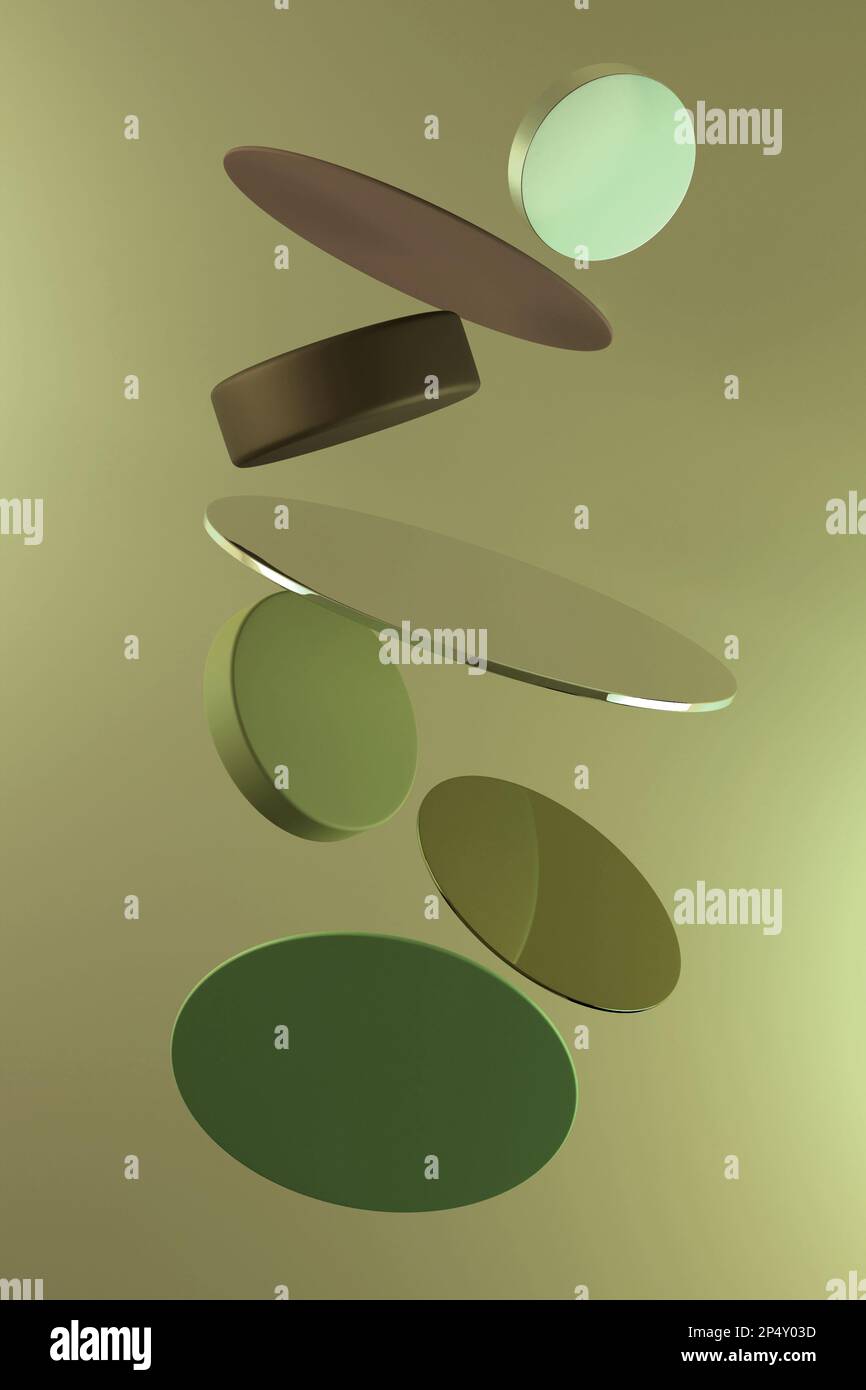 Abstract art of levitating cylinder shapes background wallpaper. 3D ...