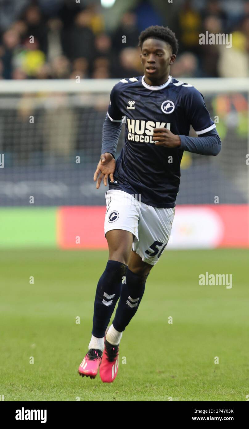 Romain Esse of Millwall during Championship match between Millwall against Norwich City at The ...