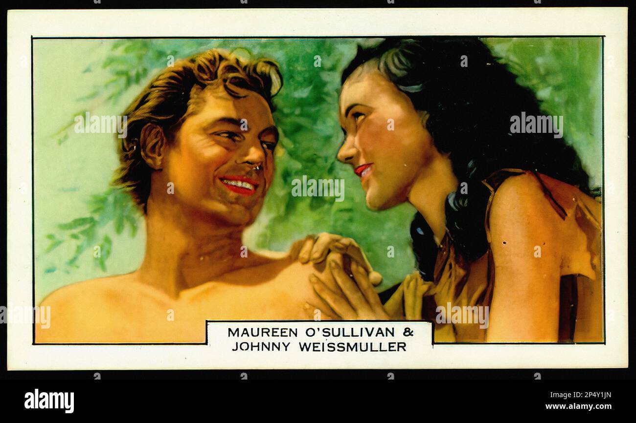 Portrait of Maureen O'Sullivan & Johnny Weissmuller - Vintage Cigarette ...