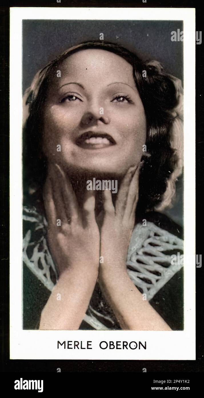 Portrait of Merle Oberon - Vintage Cigarette Card 04 Stock Photo - Alamy
