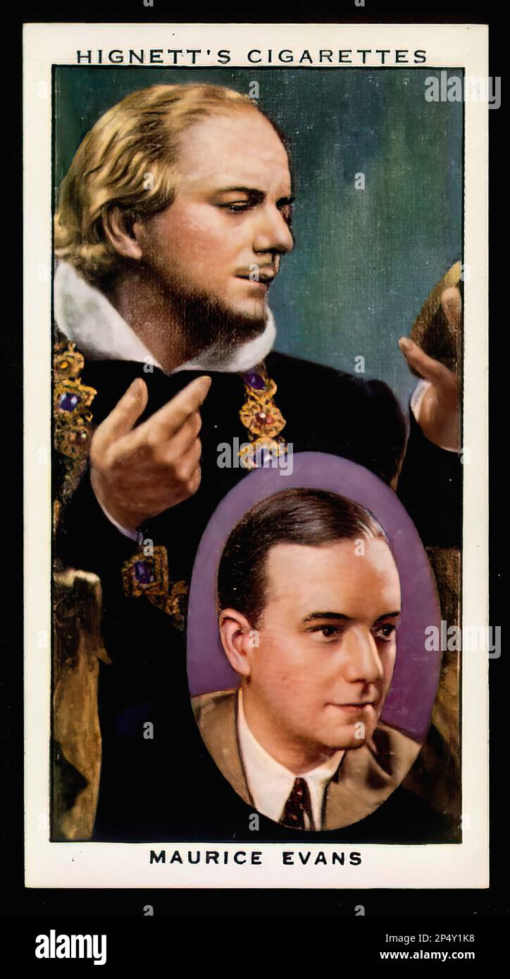 Portrait of Maurice Evans - Vintage Cigarette Card Stock Photo - Alamy