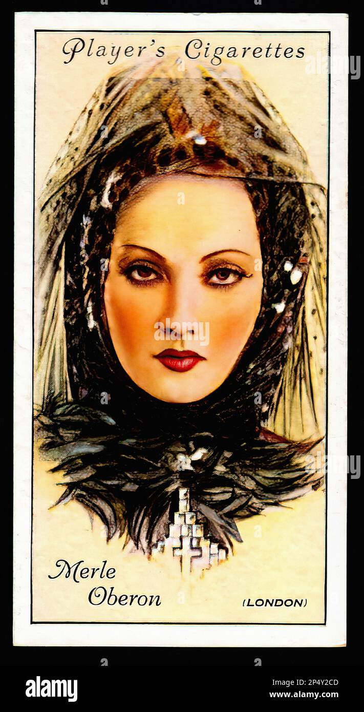 Portrait of Merle Oberon 008 - Vintage Cigarette Card Stock Photo - Alamy