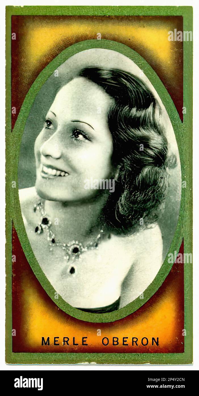 Portrait of Merle Oberon - Vintage Cigarette Card Stock Photo - Alamy