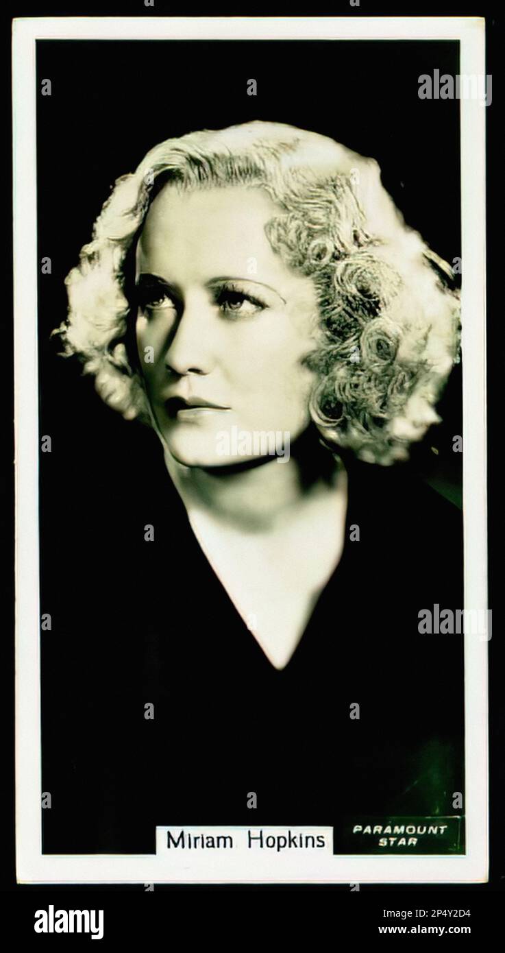 Portrait of Miriam Hopkins - Vintage Cigarette Card 02 Stock Photo - Alamy