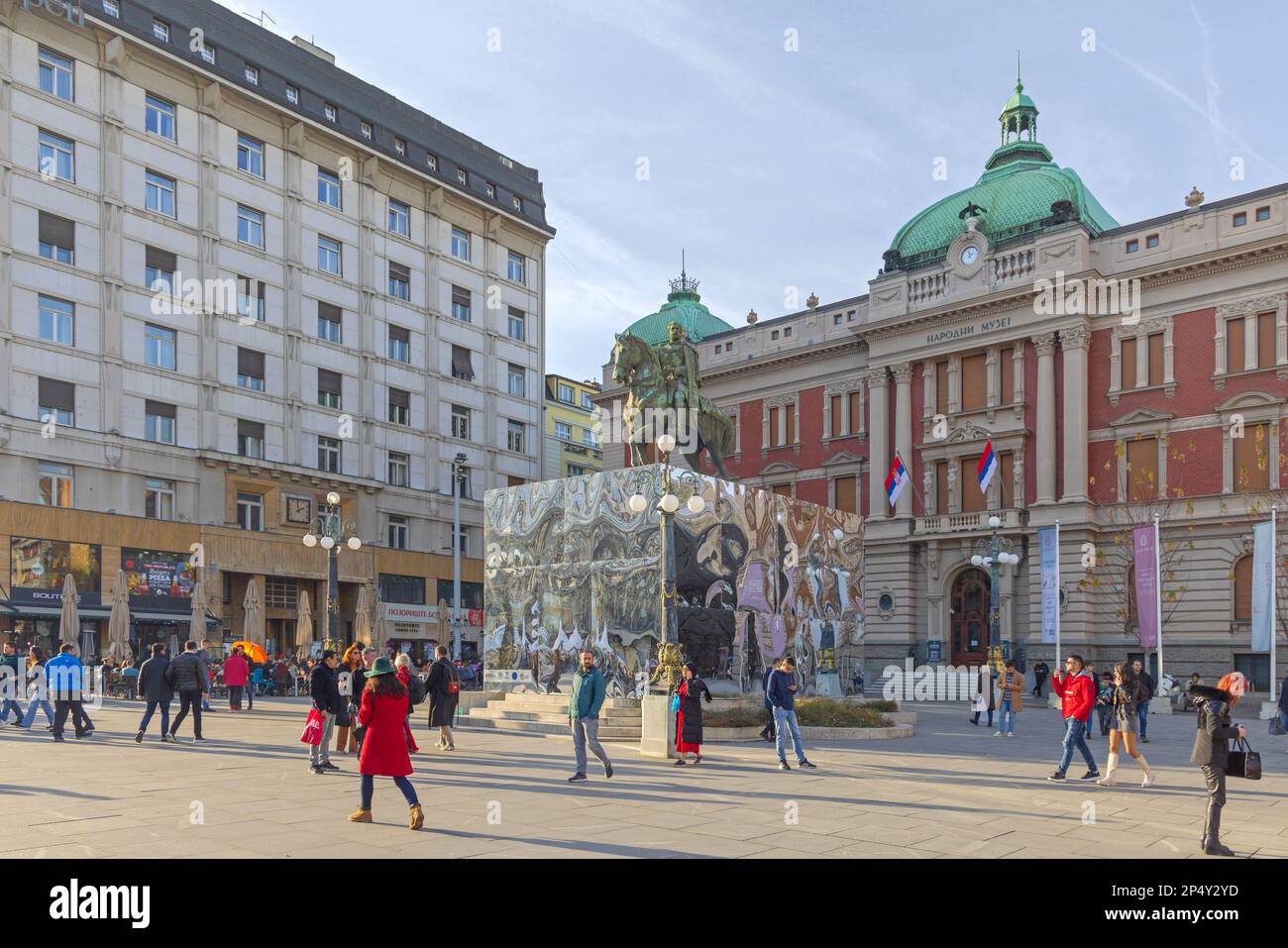 Belgrade, Serbia - December 31, 2022: People Walking in Front of ...