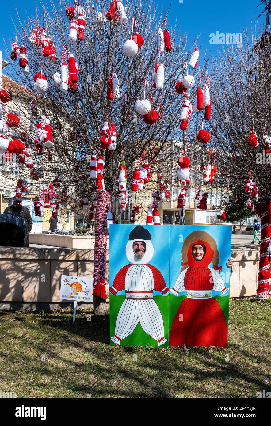 Baba Marta Bulgaria Yambol March 6th 2023: Martenitsas made from yarn ...