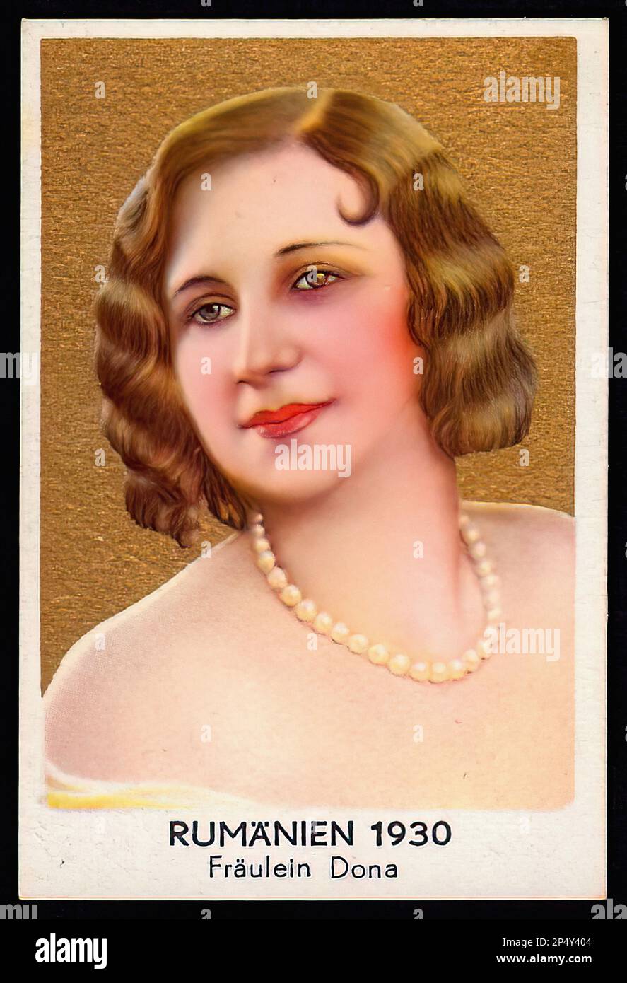 Portrait of Miss Romania 1930 - Vintage German Cigarette Card Stock ...