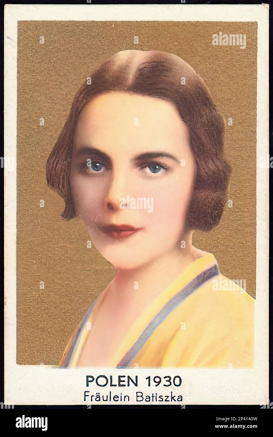 Portrait of Miss Poland 1930 - Vintage German Cigarette Card Stock ...