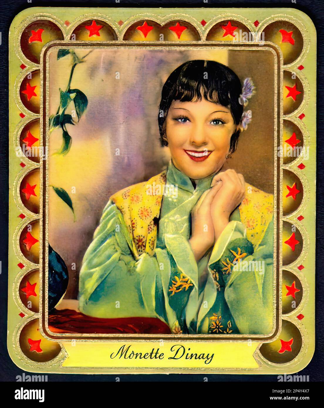 Portrait of Monette Dinay - Vintage German Cigarette Card Stock Photo ...