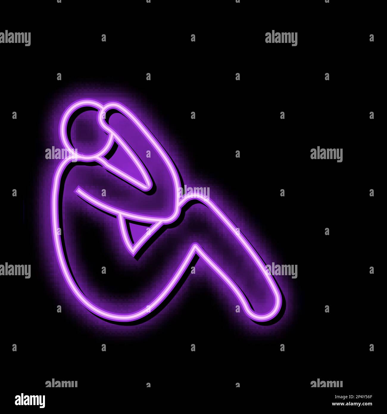 sad man silhouette neon glow icon illustration Stock Vector Image & Art ...