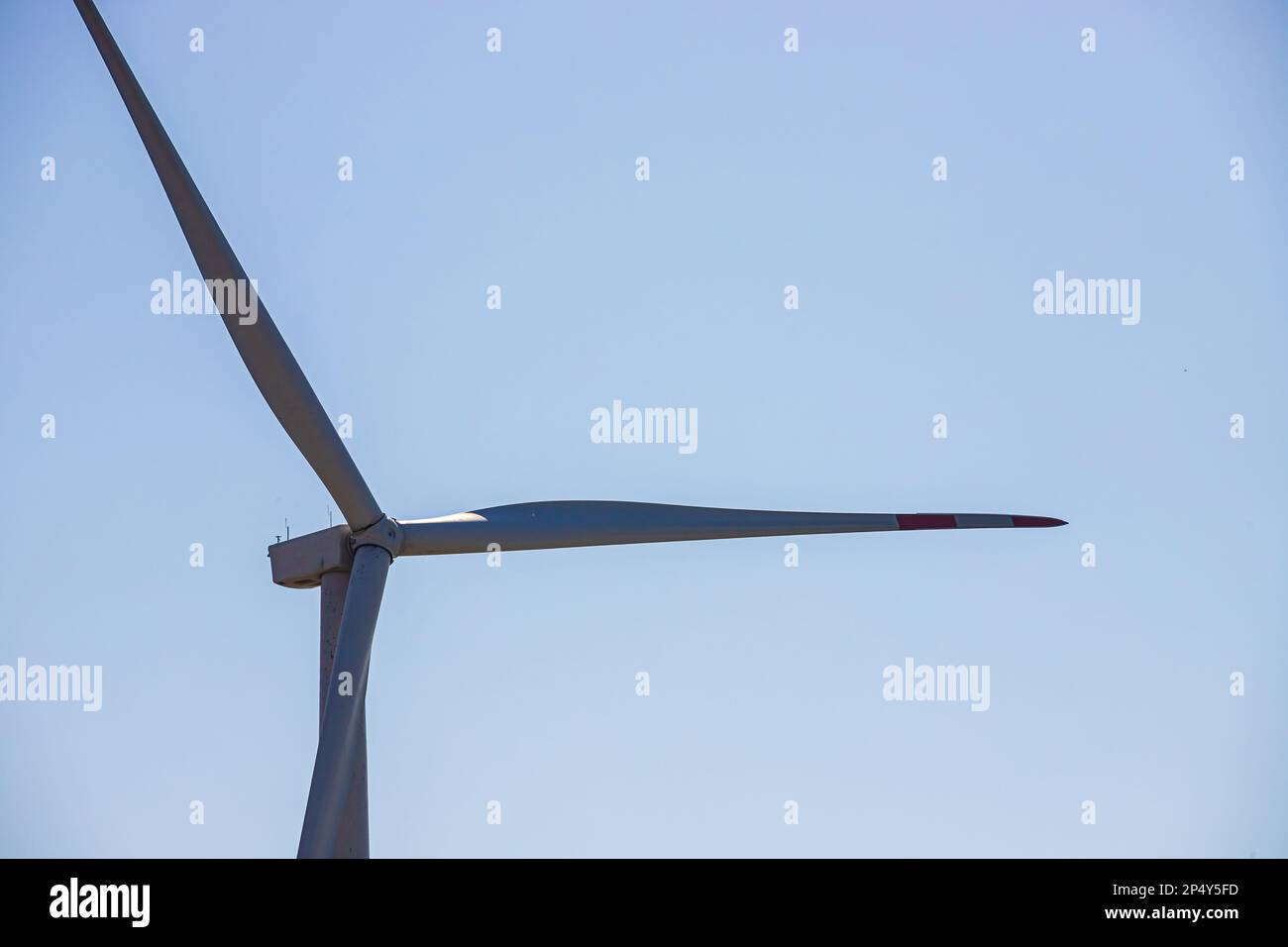 wind mill or also wind-turbine on wind farm in rotation to generate ...