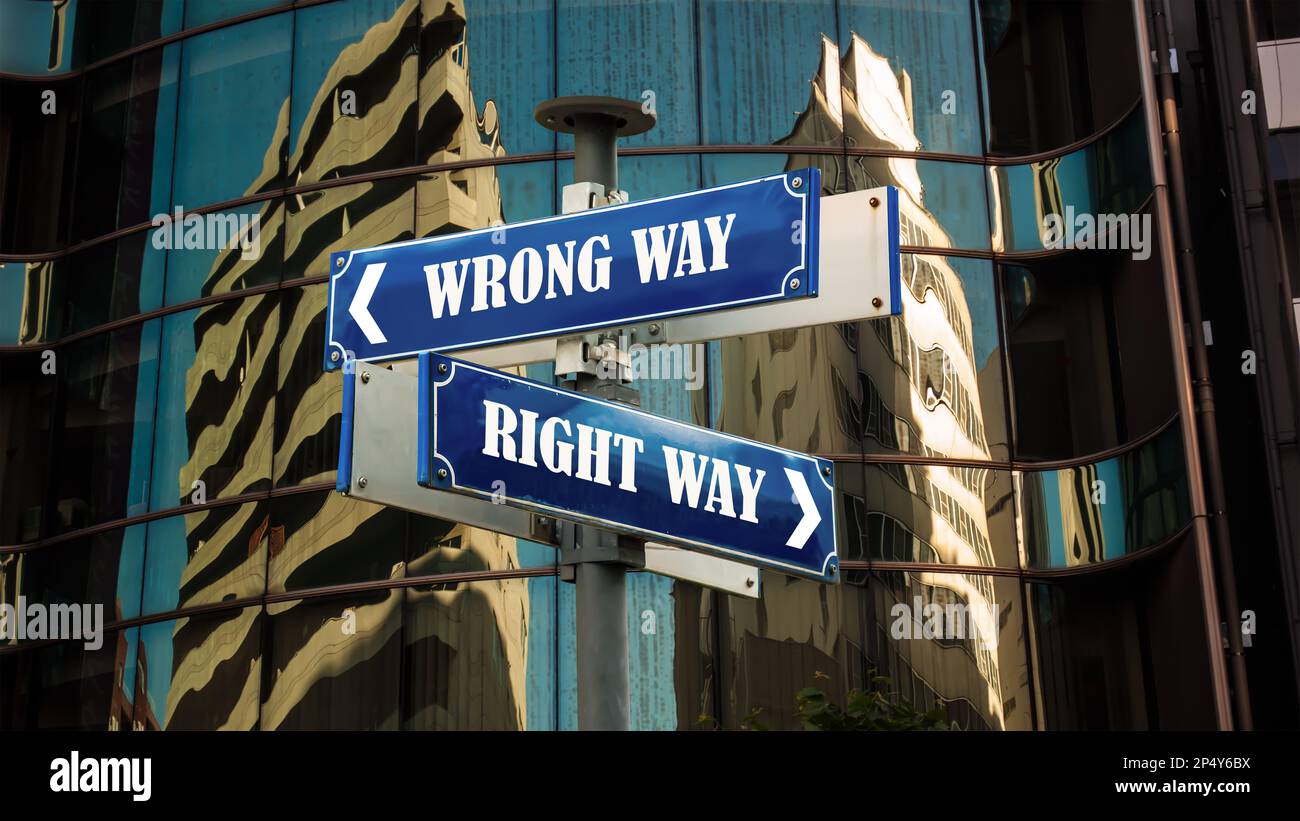 Street Sign RIGHT WAY versus WRONG WAY Stock Photo - Alamy