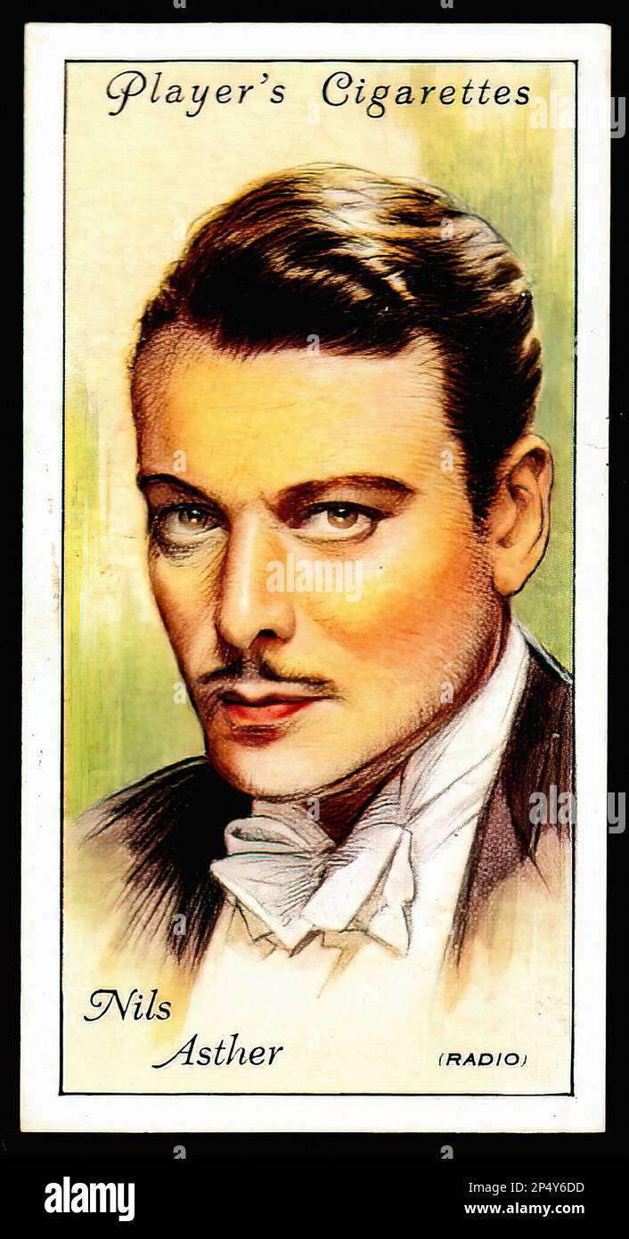 Portrait of Nils Asther - Vintage Cigarette Card Stock Photo - Alamy