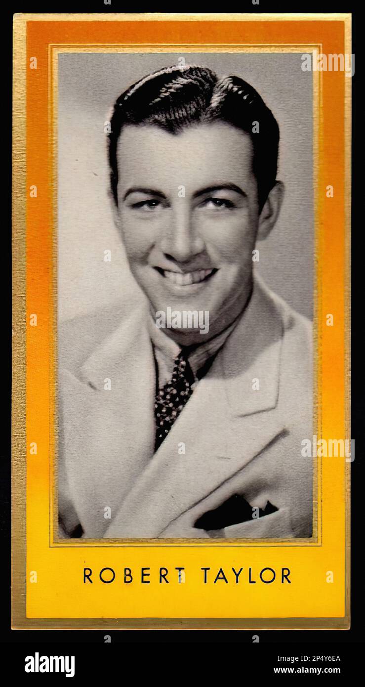 Portrait of Robert Taylor - Vintage German Cigarette Card Stock Photo ...