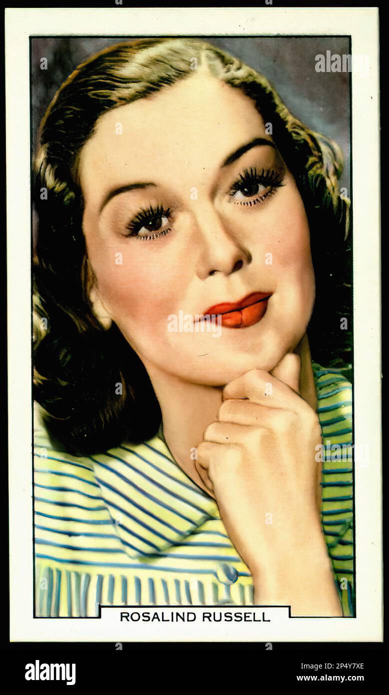 Portrait of Rosalind Russell - Vintage Cigarette Card Stock Photo - Alamy