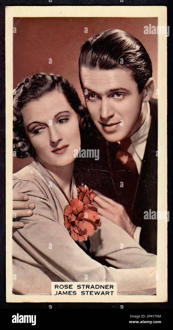 Portrait of Rose Stradner and James Stewart - Vintage Cigarette Card ...