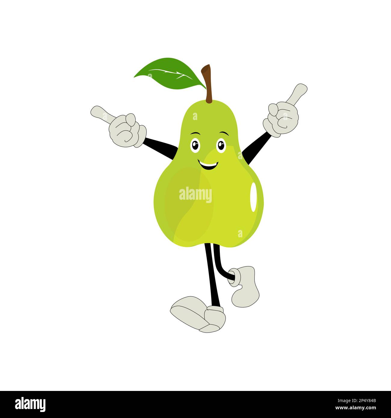 Pear fruit cartoon. Cute vector set of pear fruit character in ...